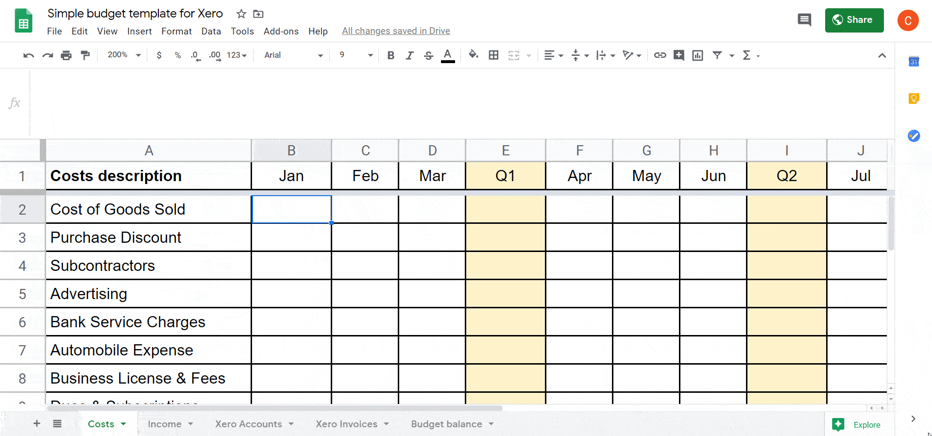 Simple Monthly Budget Template Google Sheets Oddhor