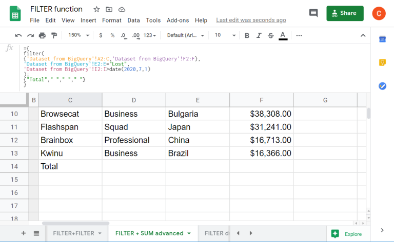FILTER Function Google Sheets | Coupler.io Blog