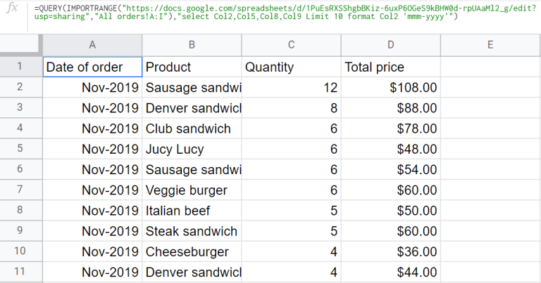 QUERY + IMPORTRANGE in Google Sheets With Examples | Coupler.io Blog