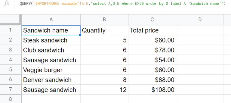 QUERY + IMPORTRANGE in Google Sheets With Examples | Coupler.io Blog
