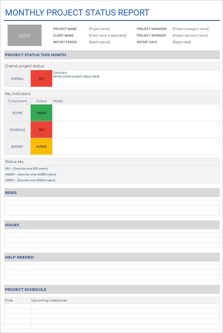 Project Status Report Template in Google Sheets | Coupler.io Blog