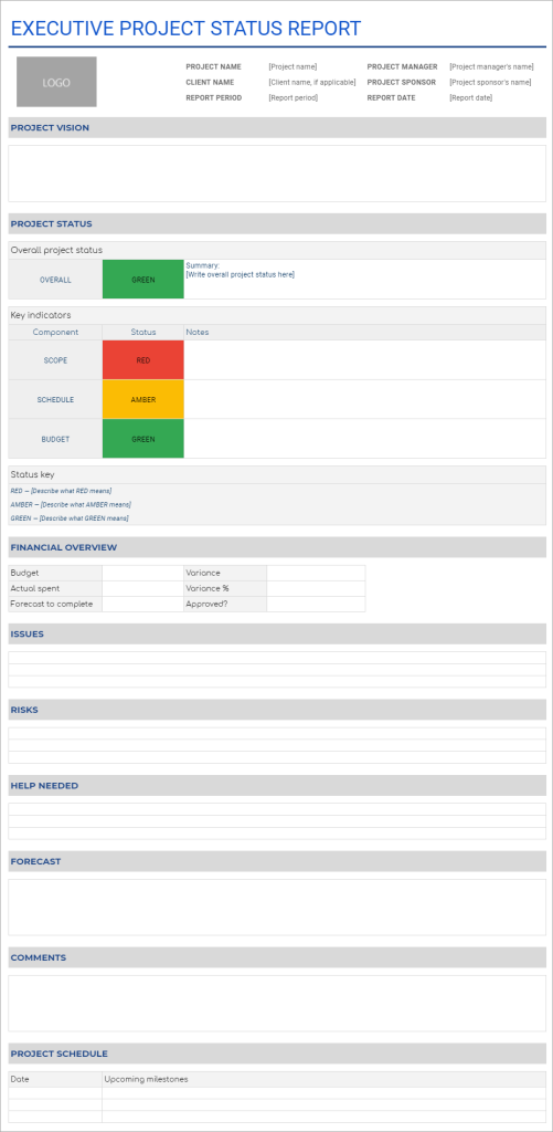 Project Status Report Template in Google Sheets and BI Tools | Coupler ...