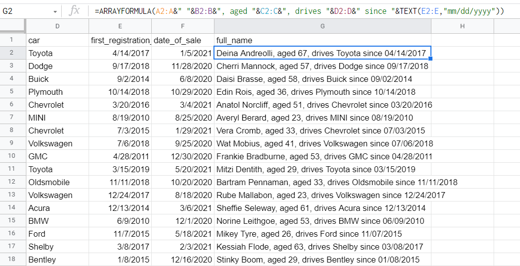 Google Sheets Concatenate Function Usage Coupler io Blog