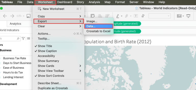 How to Export Data from Tableau