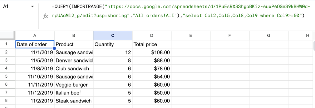QUERY + IMPORTRANGE in Google Sheets With Examples | Coupler.io Blog