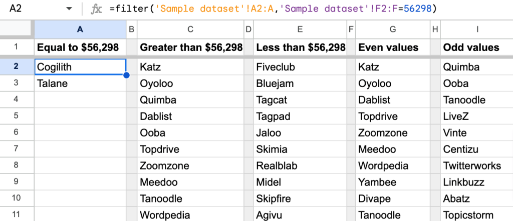 FILTER Function Google Sheets How-To Guide | Coupler.io Blog