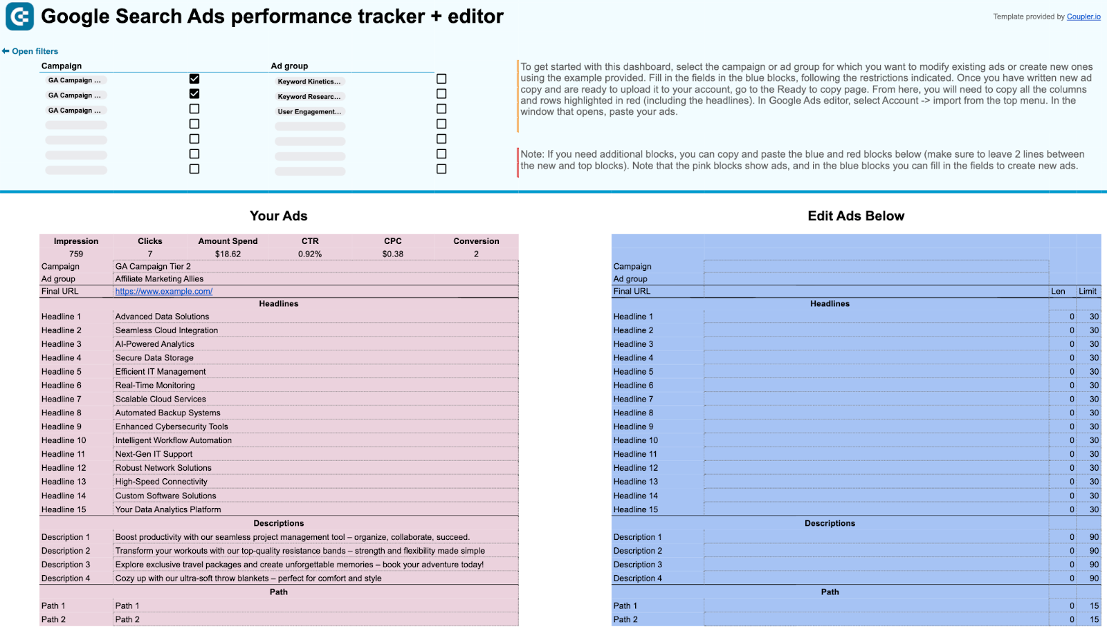 20 Google Sheets Marketing Dashboard Templates | Coupler.io Blog